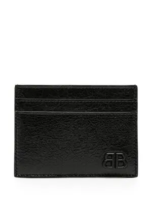 Balenciaga Card Holder With Logo - Black