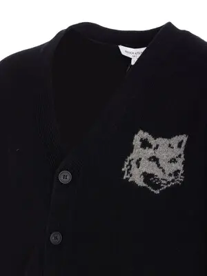 Maison Kitsuné Wool V-neck Cardigan - Black