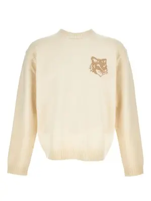 Maison Kitsuné Fox Head Wool Jumper - Beige