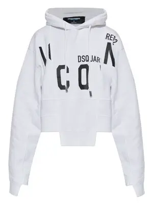 Dsquared2 Cotton Cropped Hoodie - White