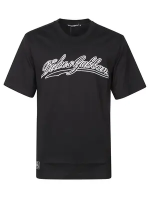 Dolce & Gabbana Short Sleeve T-shirt With Logo - Black