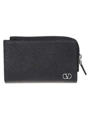 Valentino Garavani Leather Wallet With Logo - Black