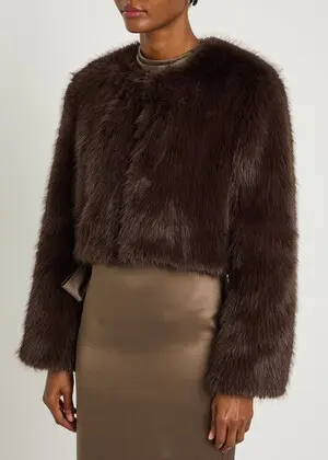 Staud Casimira Faux Fur Jacket - Brown