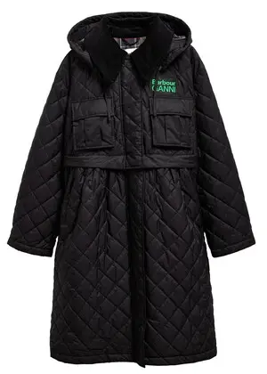 BARBOUR X GANNI Quilted Peplum Shell Coat