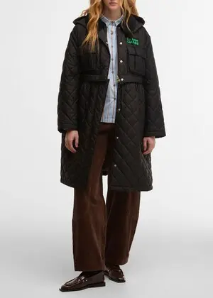 BARBOUR X GANNI Quilted Peplum Shell Coat