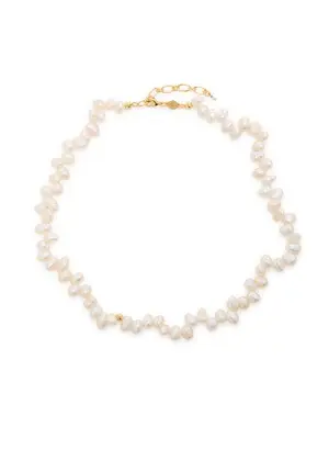Anni Lu Y Drop 18kt Gold-plated Necklace - Pearl