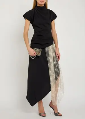 Staud Effie Asymmetric Crepe Dress