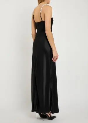 Staud Cadence Faux Pearl-embellished Satin Maxi Dress - Black