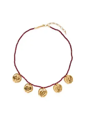 Anni Lu 18kt Gold-plated Beaded Necklace - Burgundy