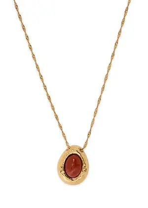 Anni Lu Gold-plated Necklace With Jasper Stone And Pearl Charm - Red
