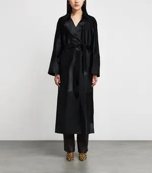Nour Hammour Ponyhair Althea Belted Coat - Black