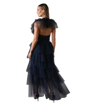 Coast Mesh V-neck Halter Maxi Dress