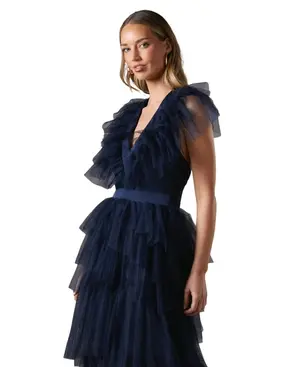 Coast Mesh V-neck Halter Maxi Dress