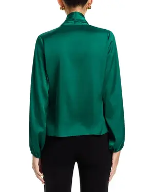 T Tahari Long Sleeved Wrap Bodice Blouse - Green Leaf