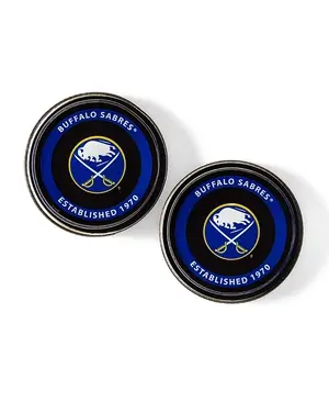UNCOMMON GOODS Nhl Puck Shaped Glass Coaster, Set Of 2 - Buffalo Sabres