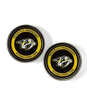 UNCOMMON GOODS Nhl Puck Shaped Glass Coaster, Set Of 2 - Nashville Predators