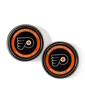 UNCOMMON GOODS Nhl Puck Shaped Glass Coaster, Set Of 2 - Philadelphia Flyers