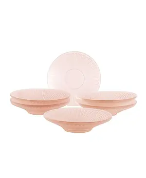 THE COLLECTIVE HOME Pressed Pink Glass Small Plates Set Of 6 - Clear