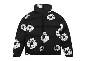 DENIM TEARS Cotton Wreath Puffer Jacket - Black