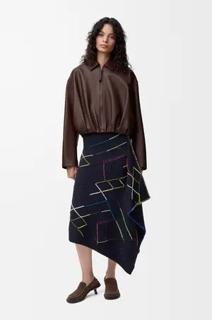 Loewe Knee Length Argyle Wool Skirt