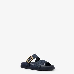Fendi Ff Baguette Denim Slides