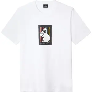 Paul Smith Regular Fit Rabbit Organic Cotton Graphic T-shirt - White