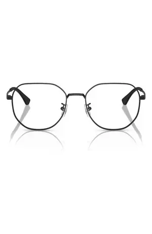 Emporio Armani 54mm Round Frame Optical Glasses - Matte Black/demo Lens