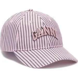 GANNI Logo Embroidered Recycled Nylon Baseball Cap - Cameo Pink