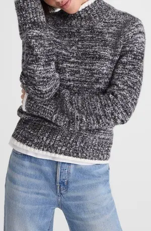 Madewell Marled Mock Neck Cotton-blend Sweater