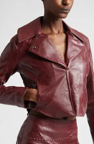 DIESEL® G-ameck Faux Leather Crop Jacket