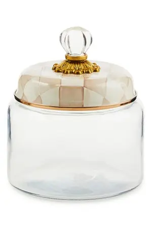 MACKENZIE-CHILDS Check Small Kitchen Canister - Mocha