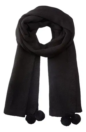 Lele Sadoughi After Party Pompom Baby Alpaca Blend Scarf - Jet