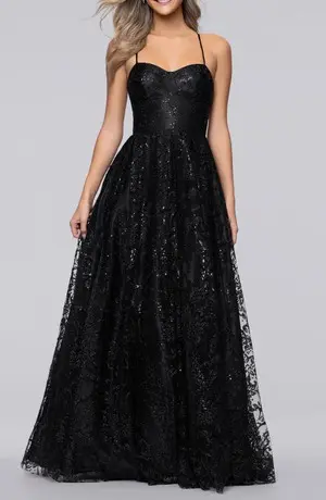 BLONDIE NITES Sequin And Mesh Gown - Black