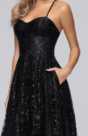 BLONDIE NITES Sequin And Mesh Gown - Black