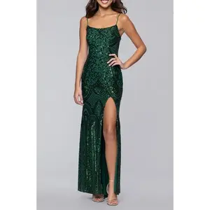BLONDIE NITES Sequin Scroll Detail Body-con Gown