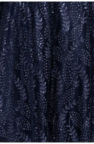 BLONDIE NITES Sequin And Mesh Gown - Navy