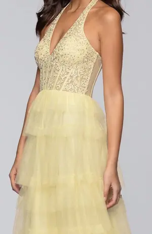 BLONDIE NITES Tiered Mesh Gown