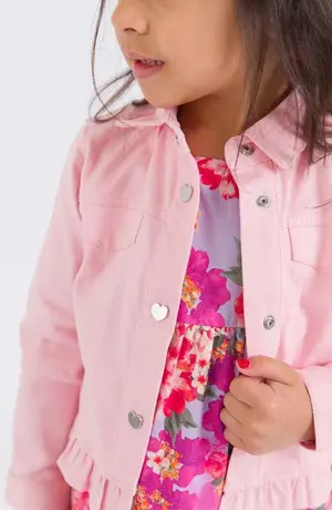 RUFFLEBUTTS Denim Jacket With Ruffle Hem