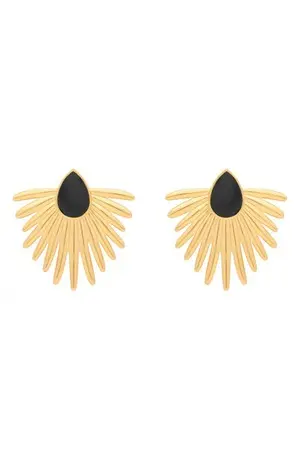 ST. MORAN Onyx Deco Statement Drop Earrings - Black