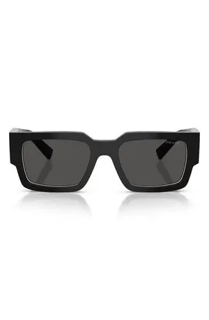 Prada 55mm Rectangular Sunglasses - Black/talc/dark Grey