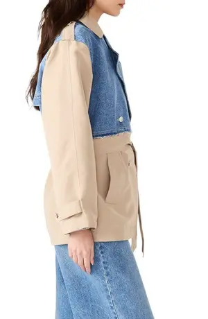Steve Madden Shyla Denim Trim Double-breasted Jacket