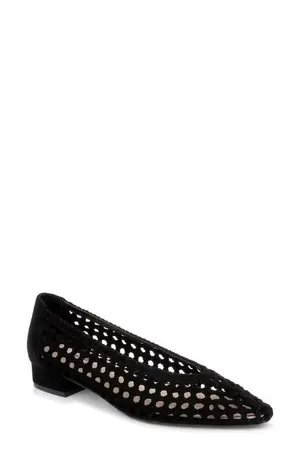 L'Agence Alsace Woven Snip-toe Pumps - Black Suede