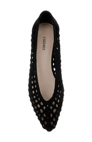 L'Agence Alsace Woven Snip-toe Pumps - Black Suede