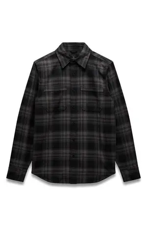 Reigning Champ Union Plaid Cotton Button-up Shirt - Carbon-black