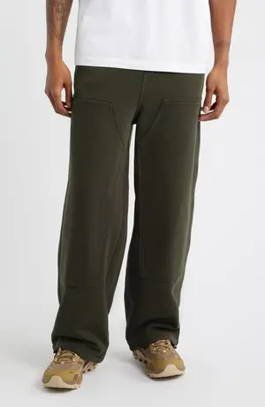 Carhartt Work In Progress Double Knee Cotton Blend Sweatpants - Olive