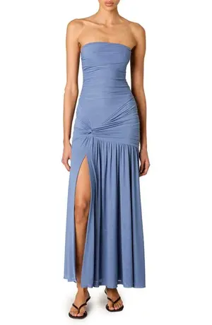 NIA Abbott Kinney Strapless Maxi Dress - Slate Blue