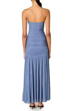 NIA Abbott Kinney Strapless Maxi Dress - Slate Blue