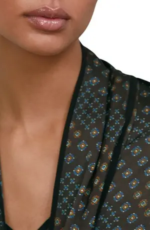 REISS Foulard Print Tie-front Button-up Shirt