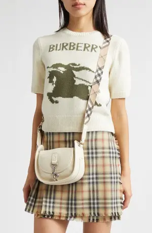 Burberry Mini B-clip Leather Crossbody Bag - Soap