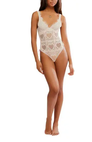 Free People Sweet Love Lace Underwire Thong Teddy